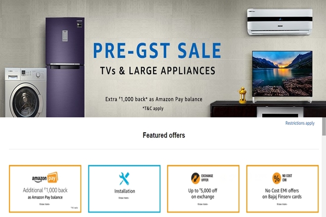 Amazon Pre GST Sale: Top offers include Samsung, Sony TVs, Home ...