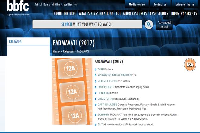 Padmavati release in UK: Censor board clears Deepika Padukone starrer ...