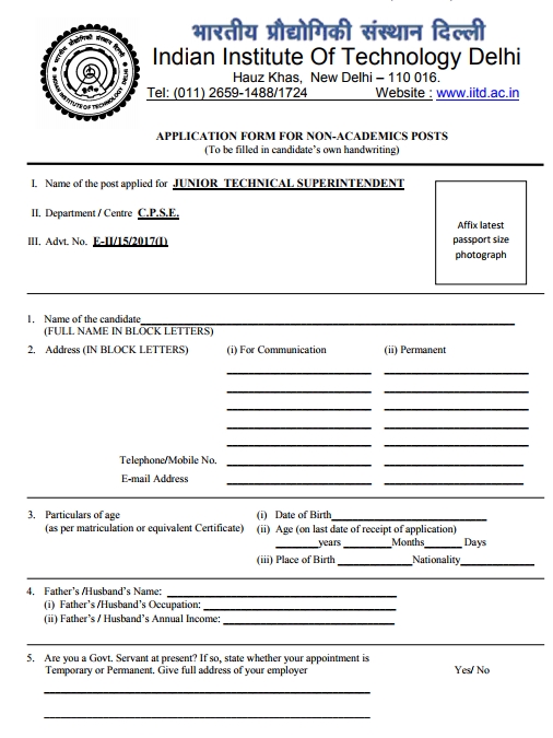 IIT Delhi recruitment 2017: Apply online for various non teaching staff ...