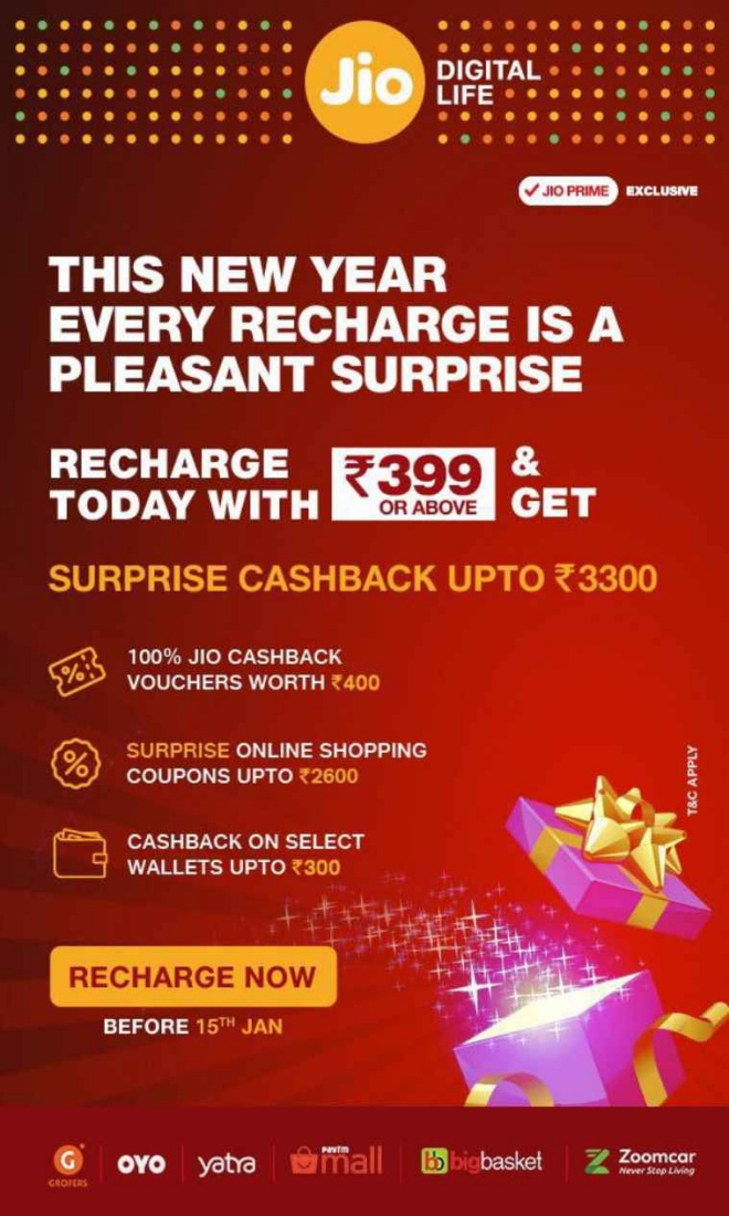 Jio announces massive cashback of Rs 3300 on Rs 399 recharge: How it ...