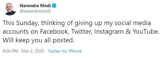 PM Modi’s tweet sends shock-waves! May quit various Social Media ...